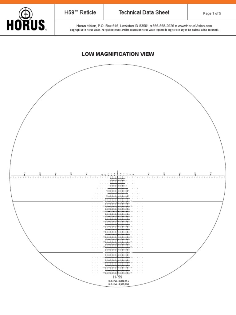 Horus h59 Reticle Technical Specs | PDF | Scientific Observation