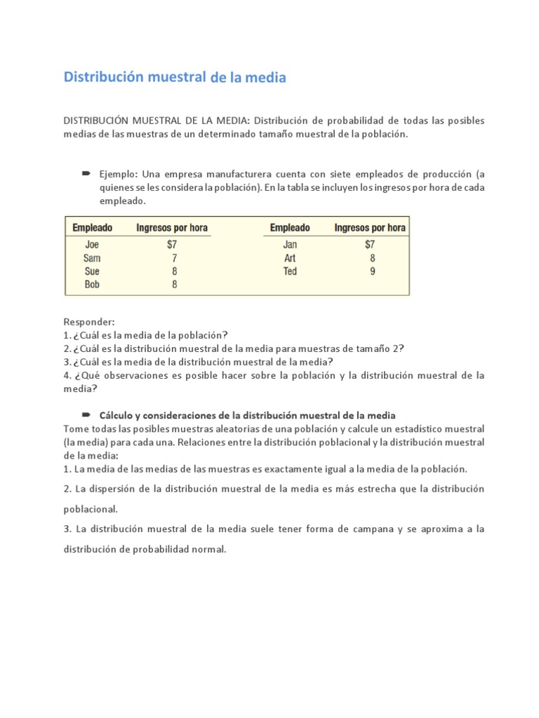 Distribución Muestral de La Media | PDF