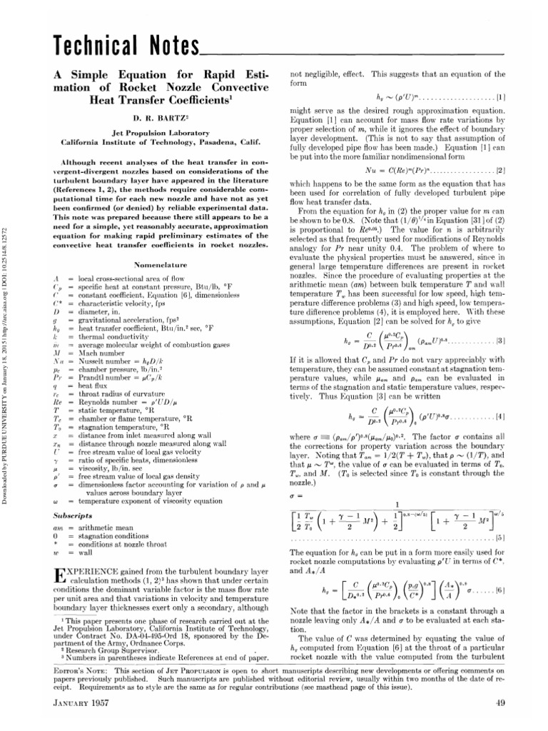 A Simple Equation for Rapid Estimation of H_ BARTZ | Rocket Engine ...