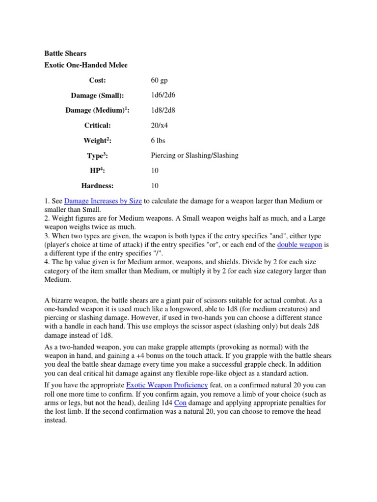 3.5 Equipment Battle Shears | PDF