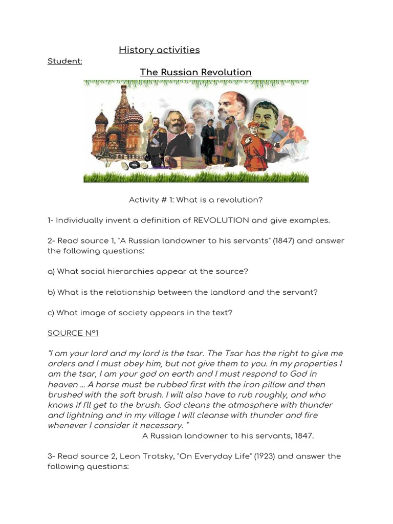 The Russian Revolution Activities | PDF | Soviet Union | World Politics