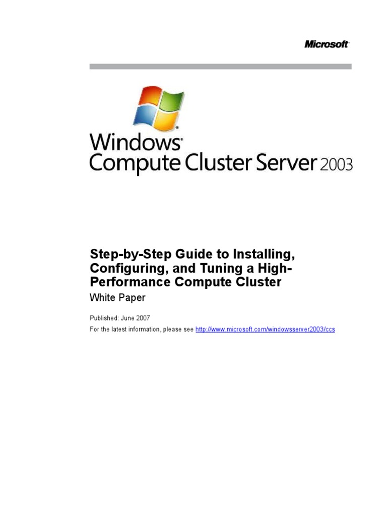 Compute Cluster Deployment Guide Pdf Computer Cluster Windows