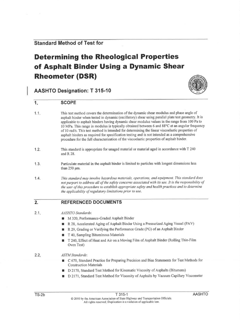 Aashto T315-10 DSR PDF | PDF