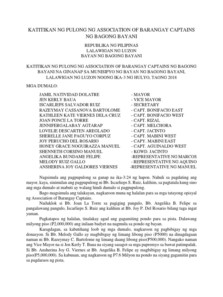 Association Of Barangay Captains President