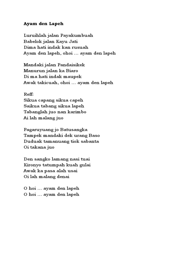 Ayam Den Lapeh | PDF