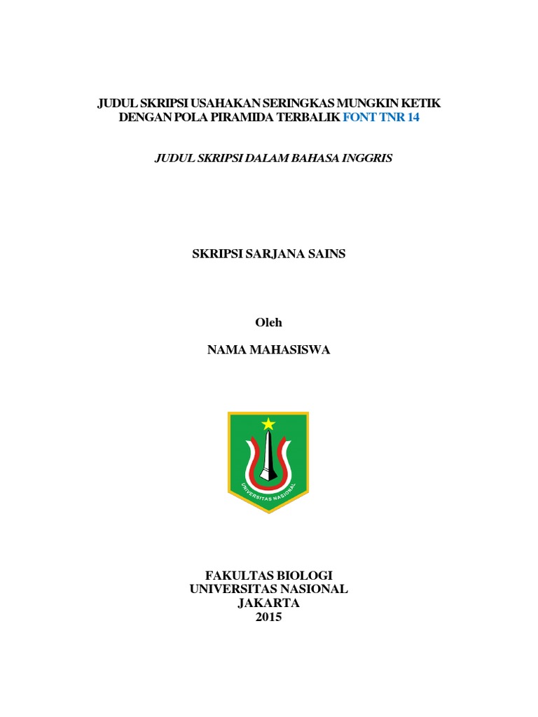 Template Skripsi Unas TERBARU 2019 | PDF