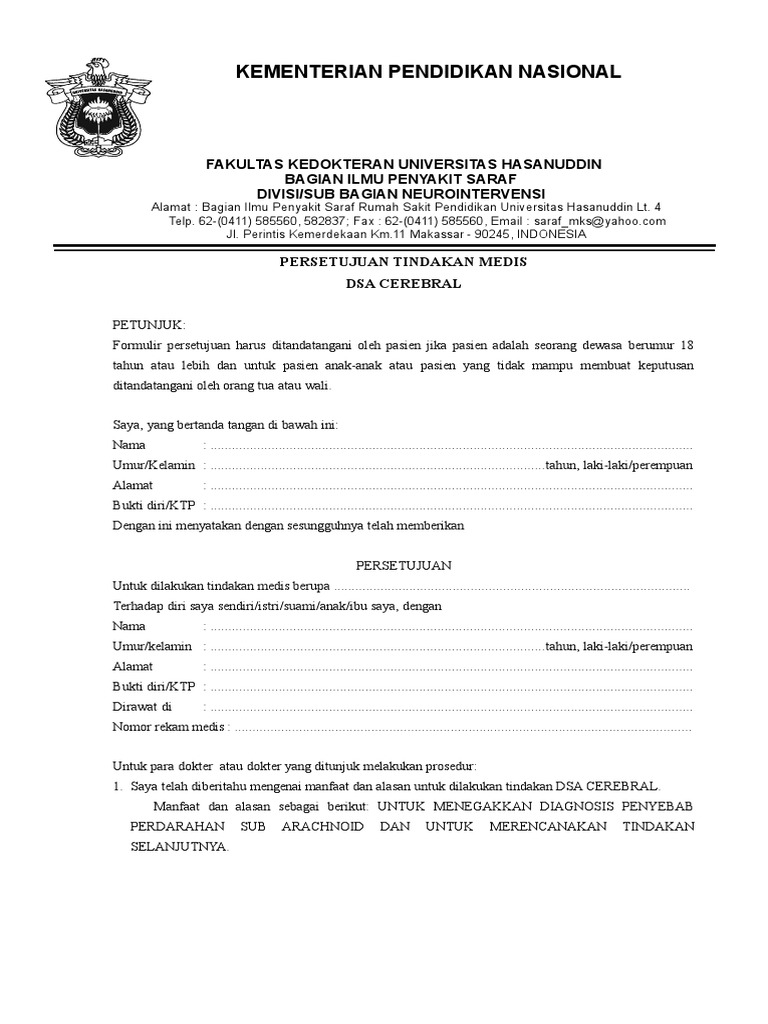 Informed Consent-Dsa Cerebral Indonesia | PDF
