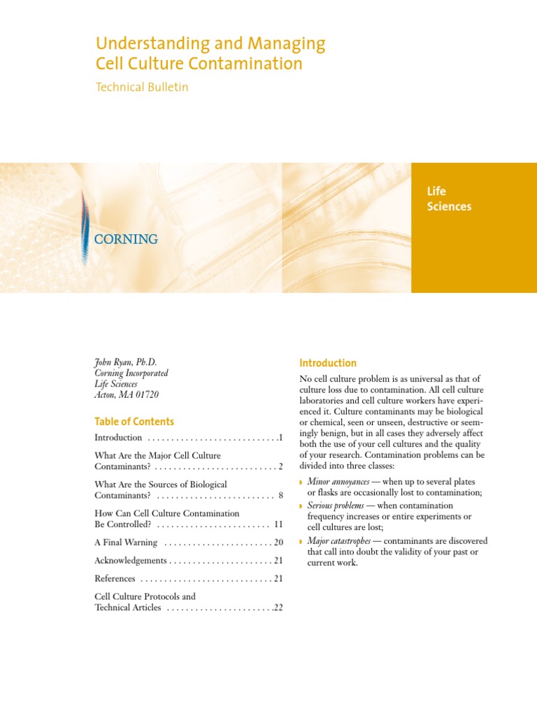 Understanding and Managing Cell Culture Contamination PDF | PDF ...