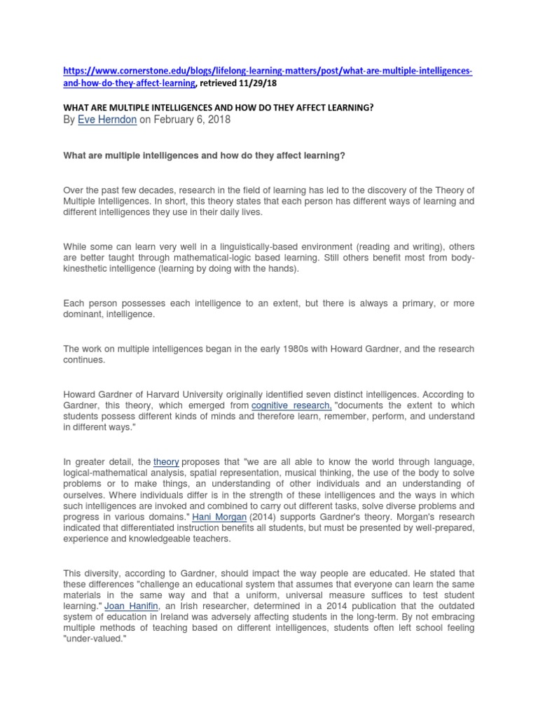 MI Related Lit | PDF | Intelligence | Teachers