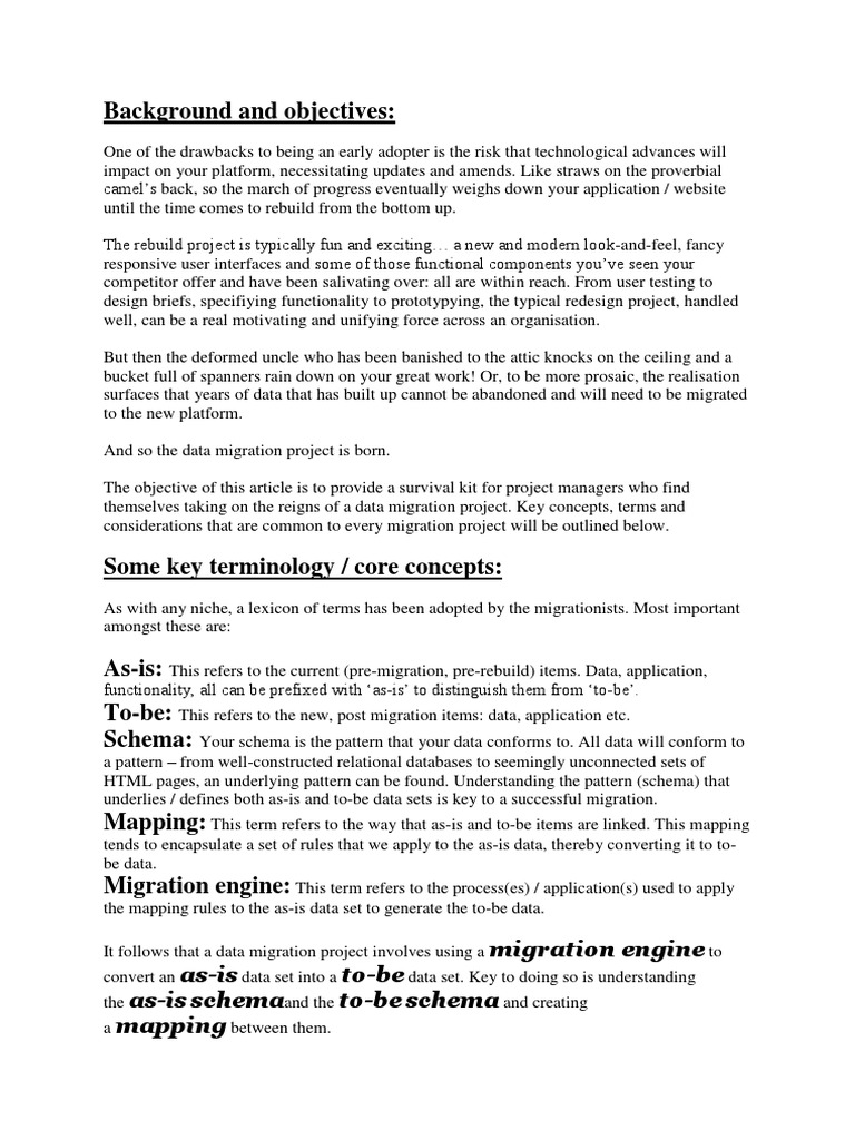 Migration Project-Background and Objectives | PDF | Emergency ...