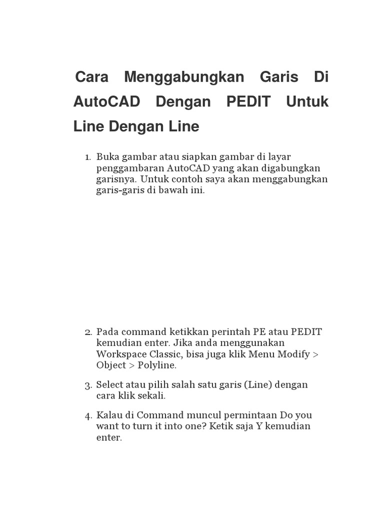 Cara Menggabungkan Garis Di AutoCAD Dengan PEDIT Untuk Line Dengan Line ...