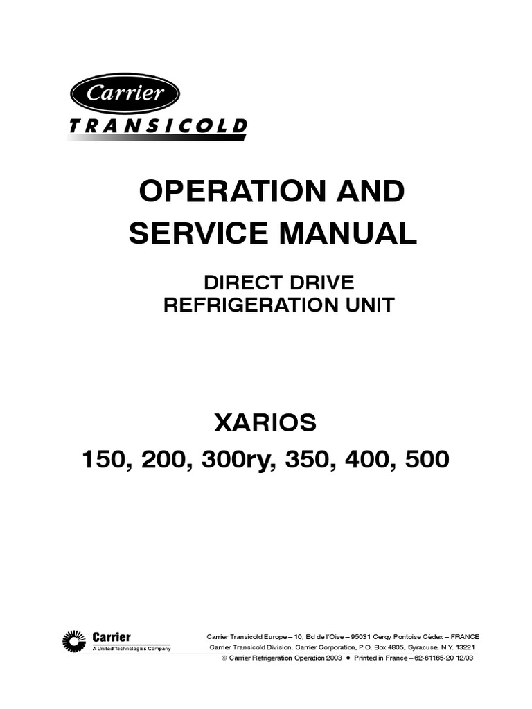 Carrier Xarios Technical Manual | PDF | Manufactured Goods | Electrical ...