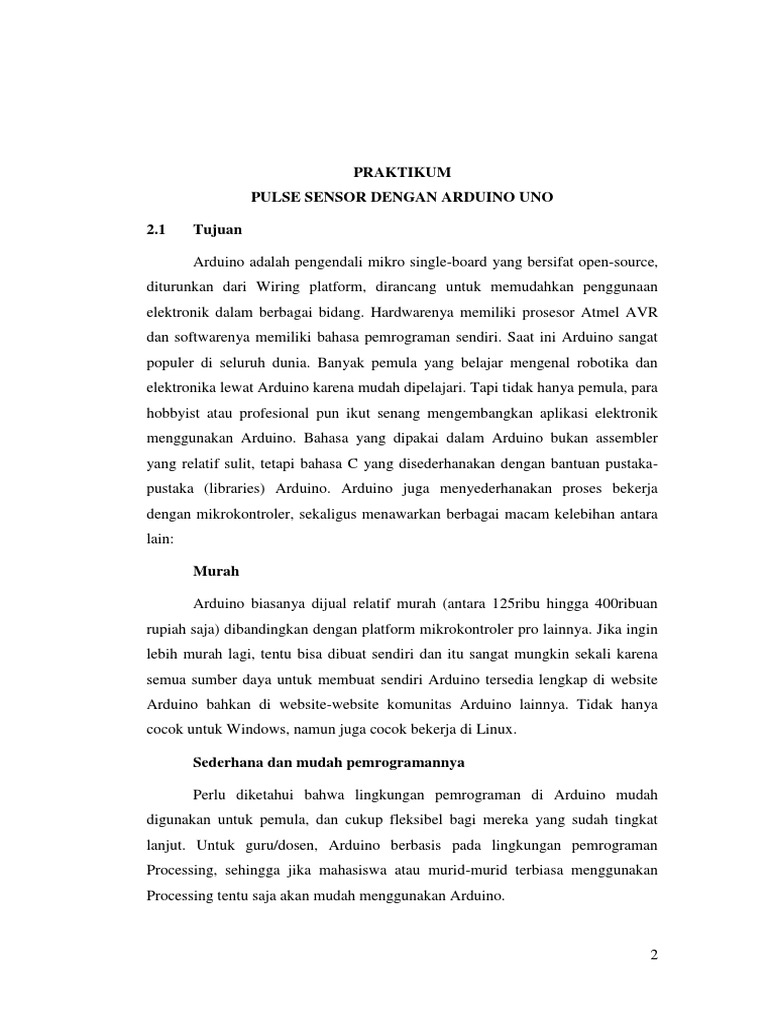 Laporan Pulse Sensor Dengan Arduino Uno | PDF