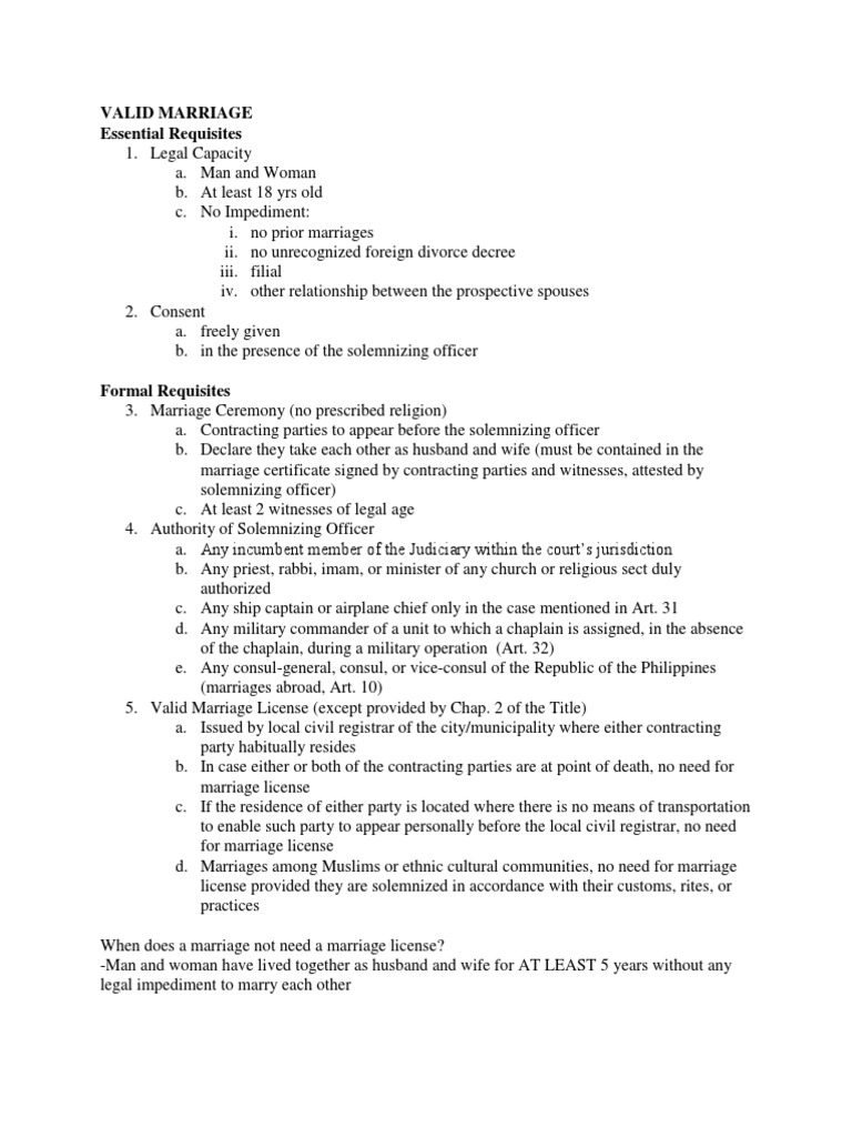 Notes On Marriage | PDF | Annulment | Marriage