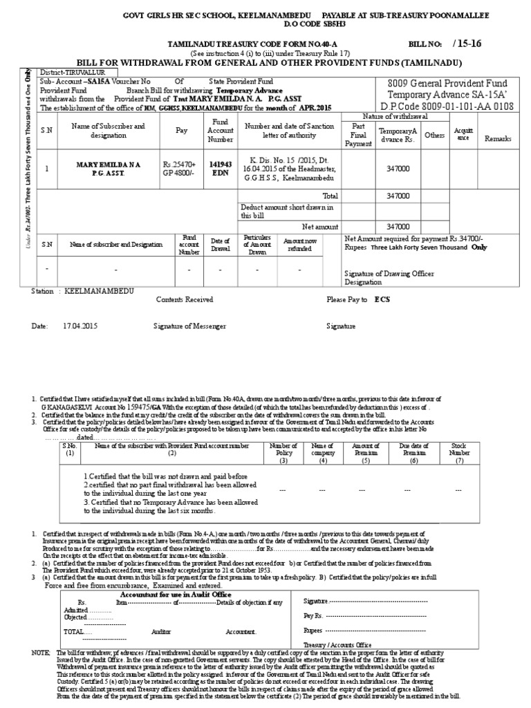 Gpf-Bill-Form 40a Nam Ta 49 | PDF | Insurance | Financial Services