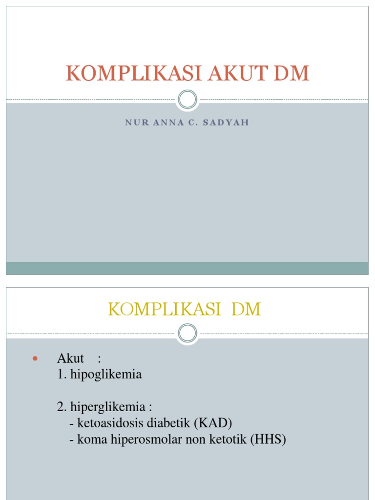 Tatalaksana Komplikasi Akut DM | PDF | Kesehatan Holistik