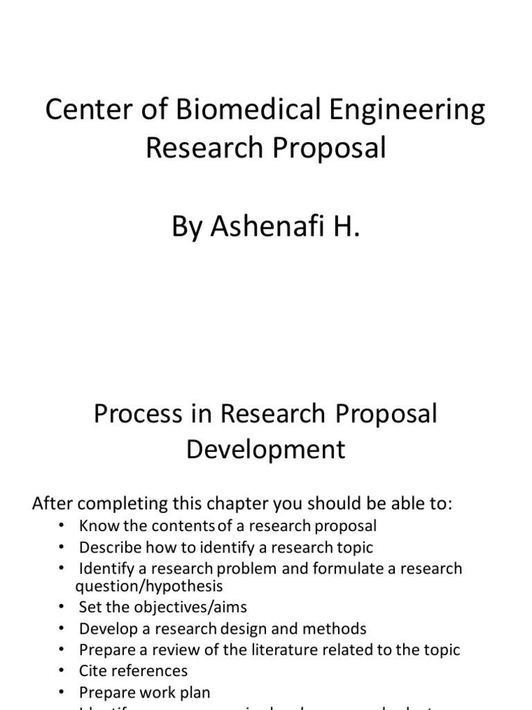 Center of Biomedical Engineering Research Proposal by Ashenafi H ...