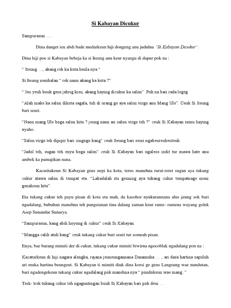 Teks Dongeng Si Kabayan | PDF