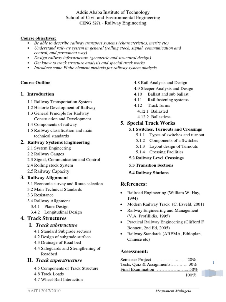 Course Outline CENG 5271 | PDF | Track (Rail Transport) | Rail Transport