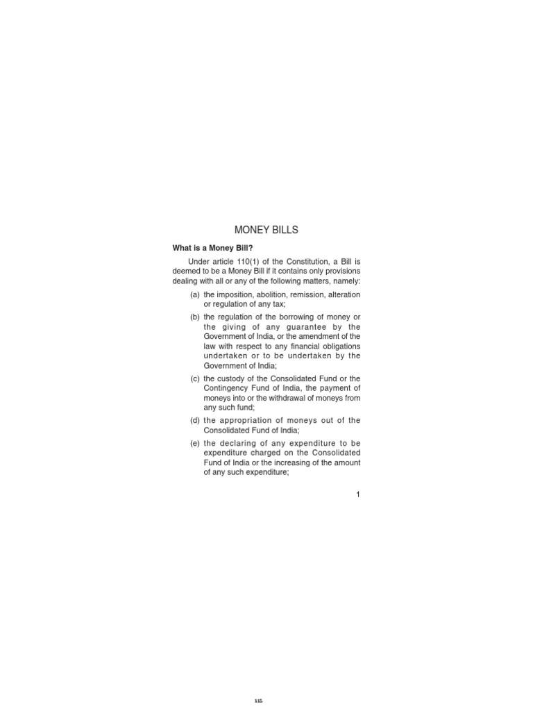 Money Bills: What Is A Money Bill? | PDF | Bill (Law) | Common Law