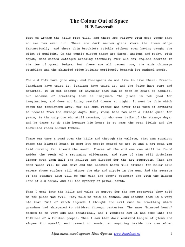 Lovecraft - The Colour Out of Space Eng | PDF | Nature