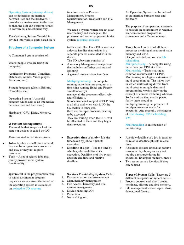 Structure of A Computer System: Operating System (Interrupt Driven) | PDF | Thread (Computing ...