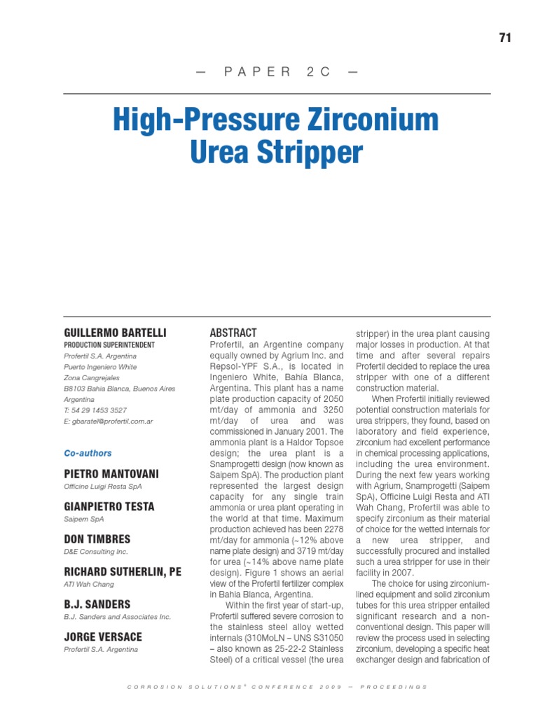 Urea Paper 2c Bartelli PDF | PDF | Zirconium | Stainless Steel