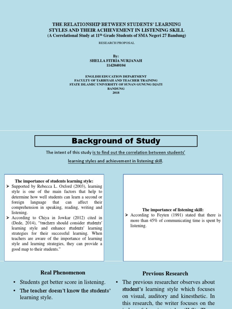 The Relationship Between Students' Learning Styles and Their Achievement in Listening Skill ...
