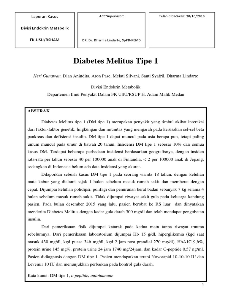 Lapkas Dalam Endo Heri DM Tipe 1 | PDF