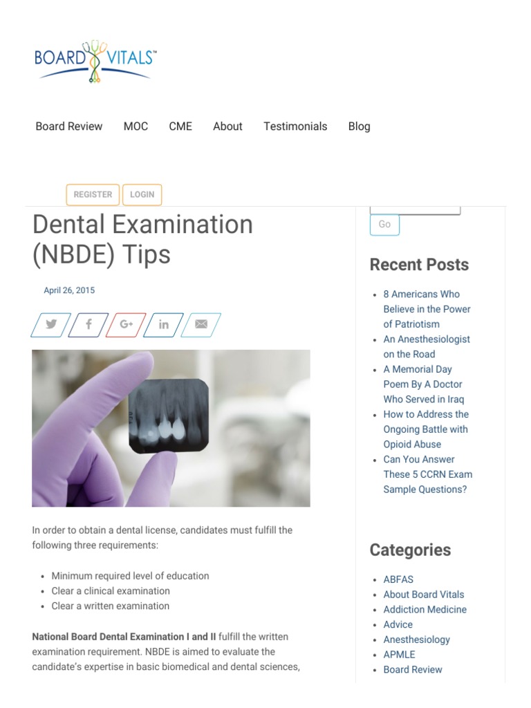 National Board of Dental Examination (Nbde) Tips: Boardvitals Blog ...
