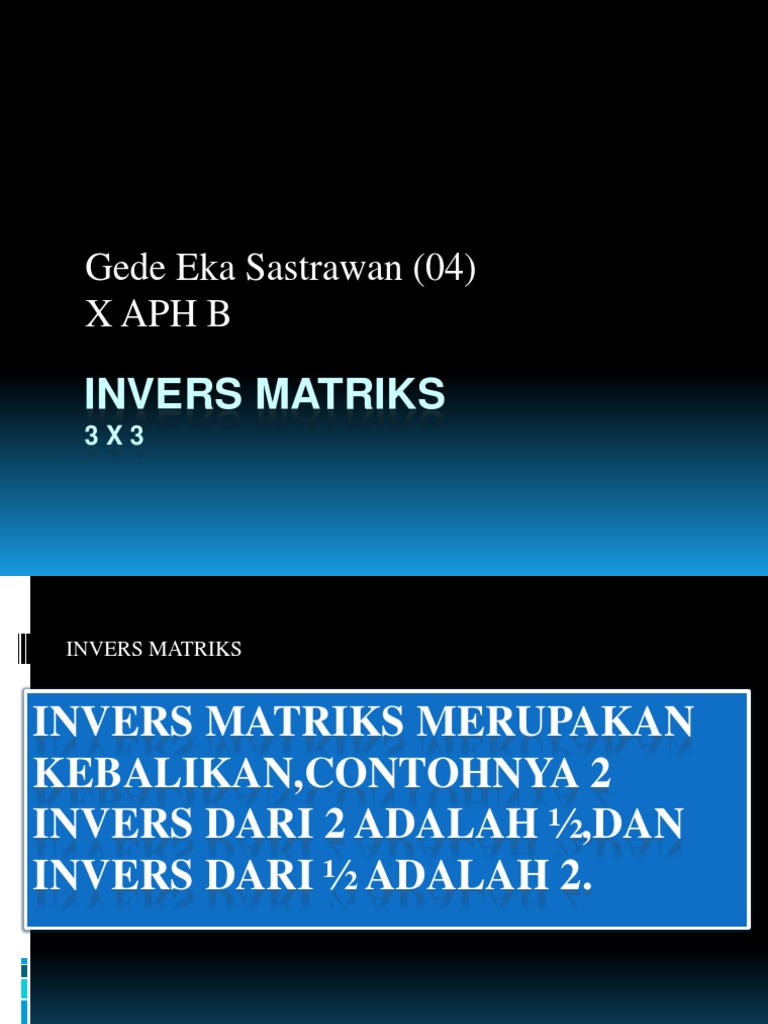 Invers Matriks 3 X 3 | PDF