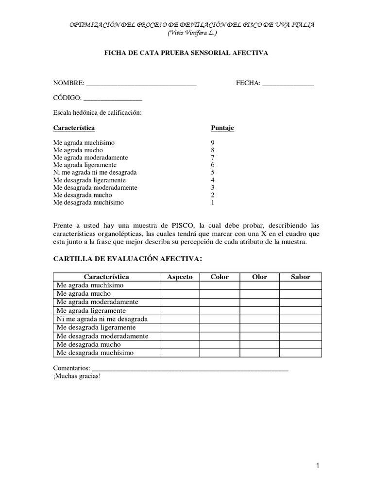 Ficha Basica de Cata | PDF | Vitis | Uva