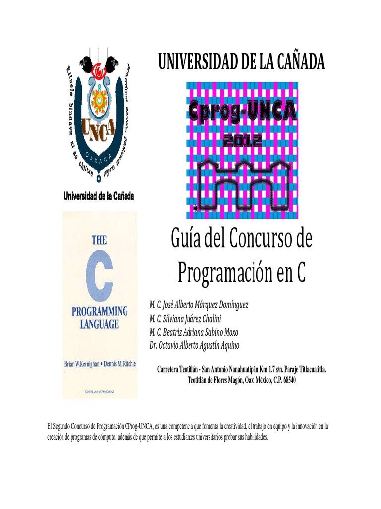GuiaEjercicios C Cprog UNCA 2012 PDF | PDF | Puntero (Programación de ...