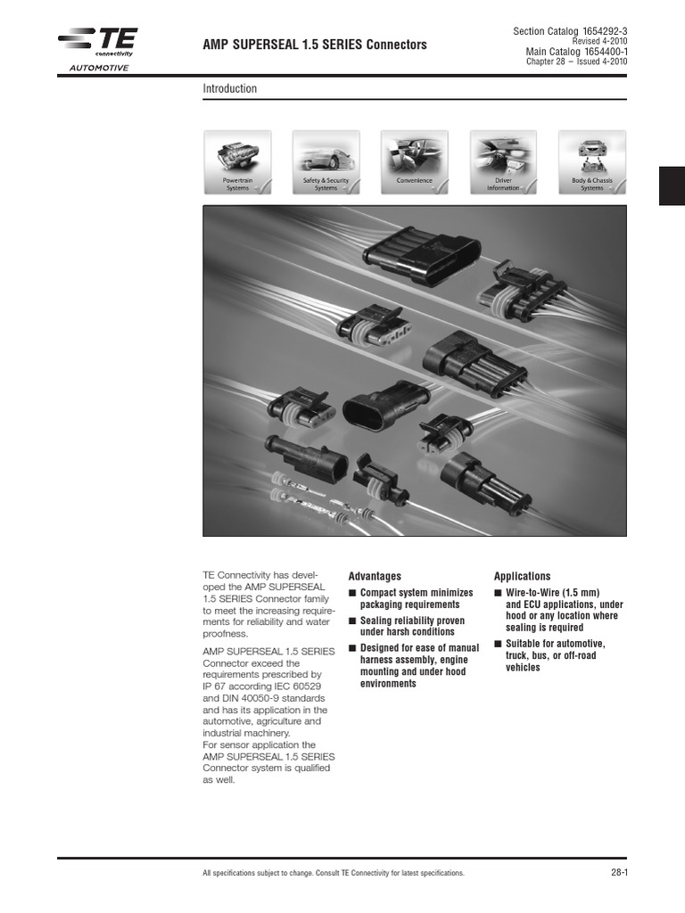 AMP SUPERSEAL 1.5 SERIES Connectors: Section Catalog 1654292-3 Main ...