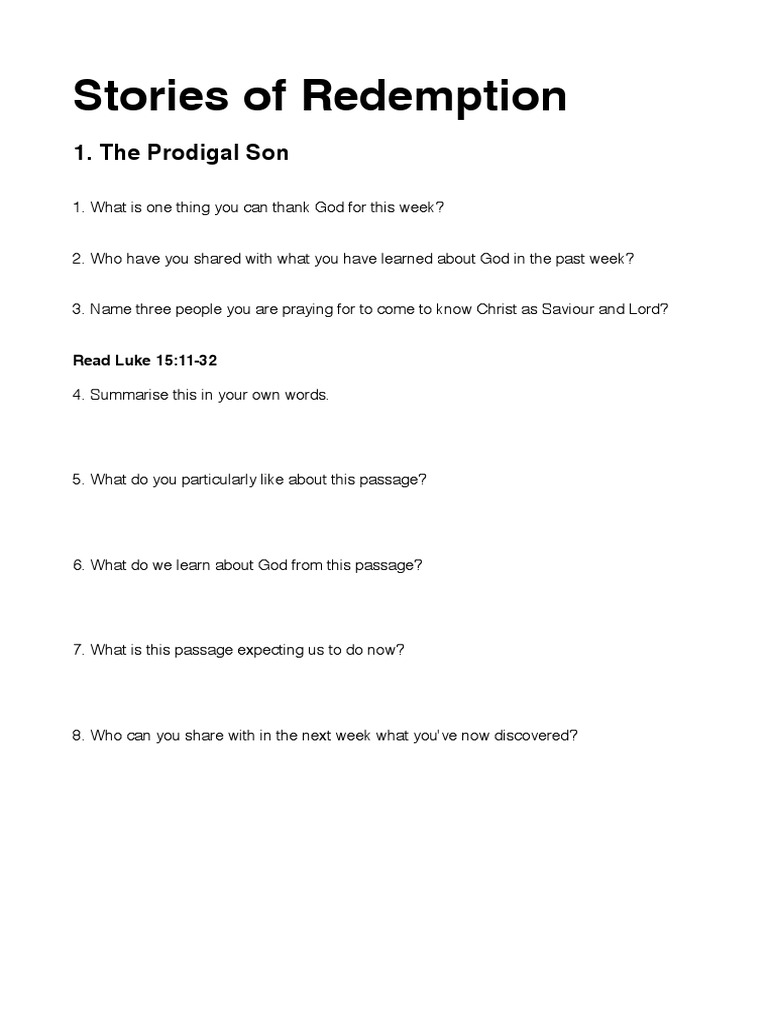 Redemption Bible Study Series | PDF | Gospel Of Luke | Jesus