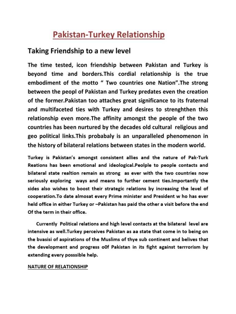 Strengthening Pakistan-Turkey Friendship | PDF | Pakistan | Turkey