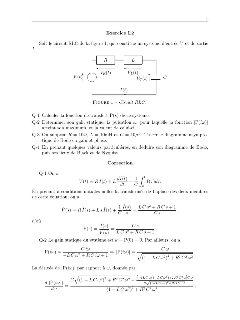Exercices Circuits RLC | PDF | Électronique | Traitement du signal