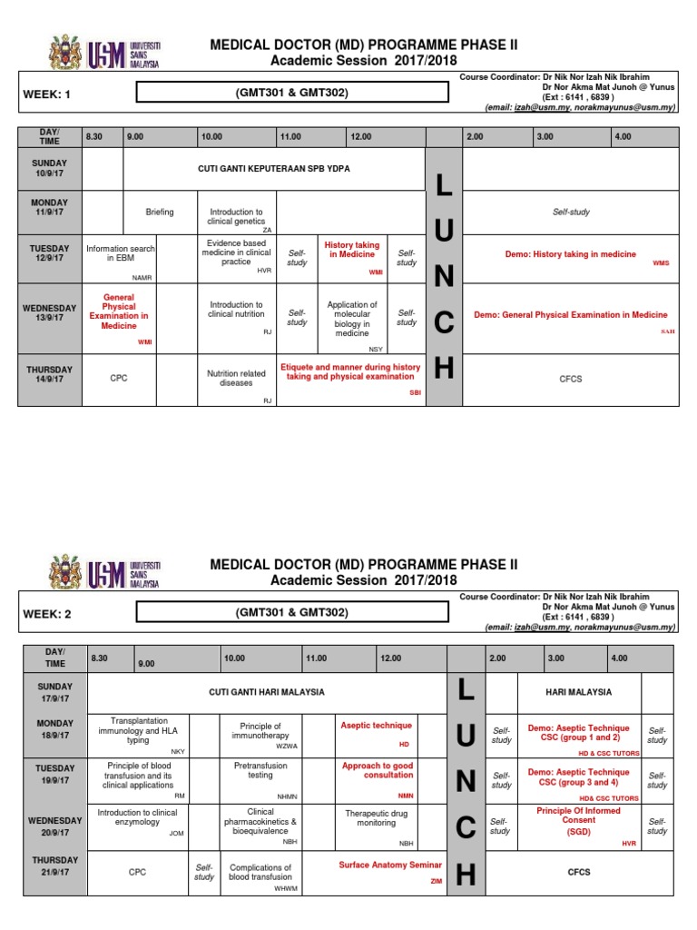 Foundation Timetable 2017 | Download Free PDF | Physical Examination ...