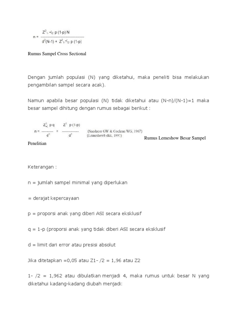 Rumus Sampel Penelitian Cross Sectional | PDF | Metode & Bahan Ajar