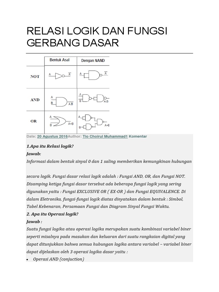 Fungsi dan Relasi Gerbang Logika | PDF | Komputer