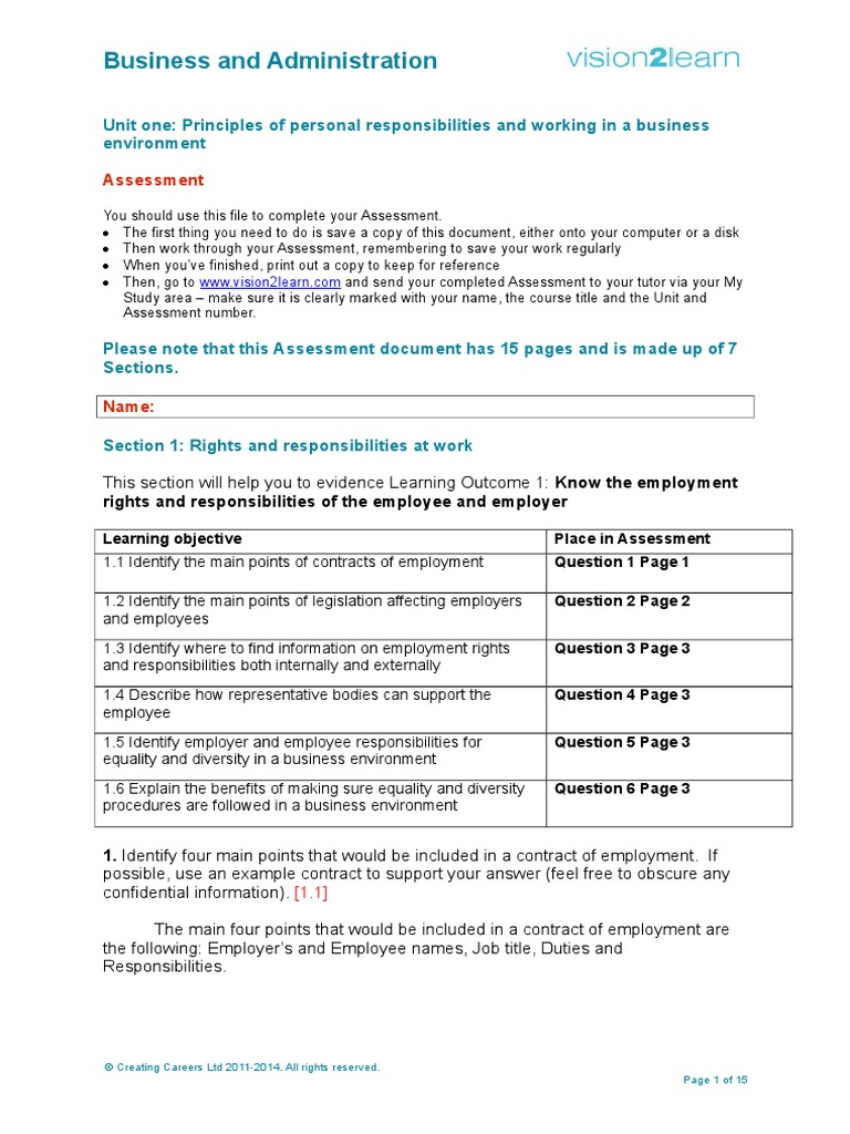 U1 Assessment | PDF | Employment | Occupational Safety And Health
