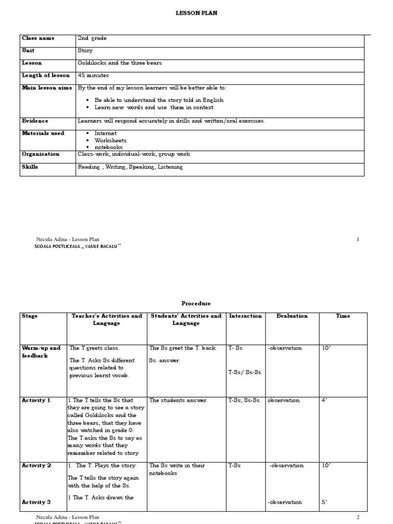 Plan de Lectie Cls A 2 | PDF | Lesson Plan | Behaviorism