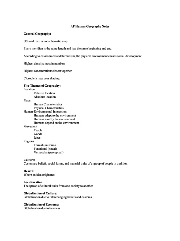 AP Human Geography Notes | PDF | Human Migration | Total Fertility Rate