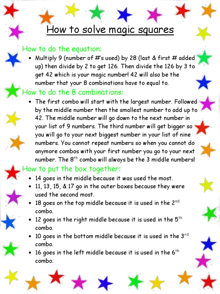 Magic Squares Project | PDF | Mathematical Objects | Teaching Mathematics