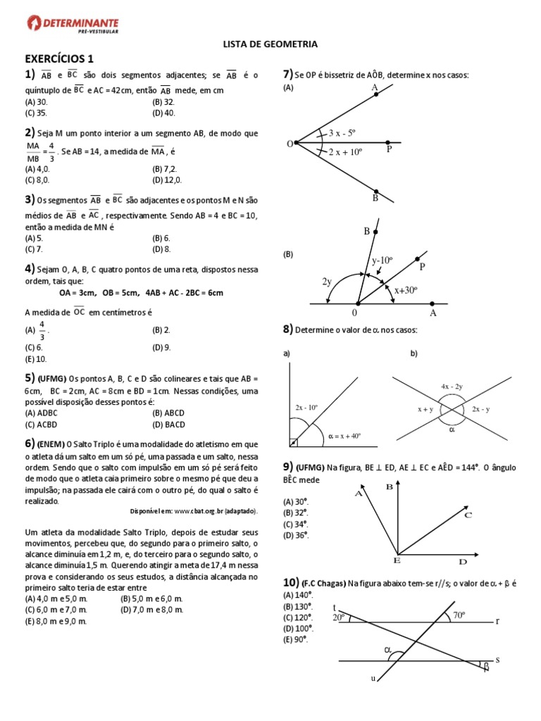 Lista de Geometria Intensivo | PDF | Triângulo | Geometria do Plano Euclidiano