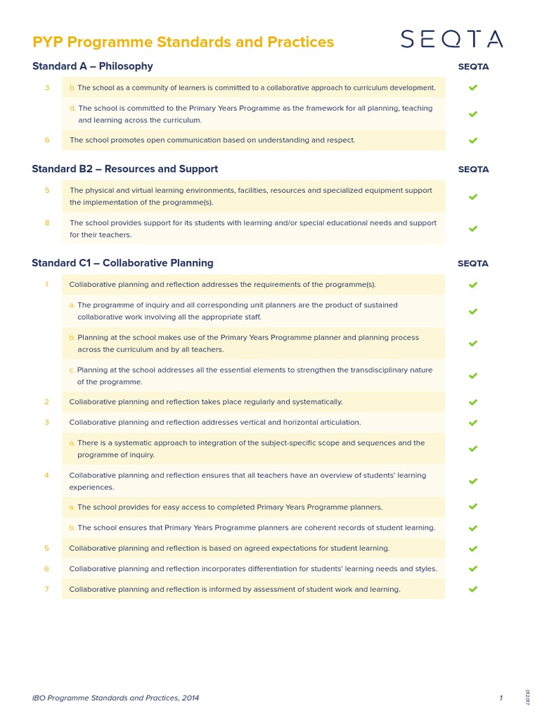 Seqta Ib Pyp 1 | PDF | Educational Assessment | Teachers