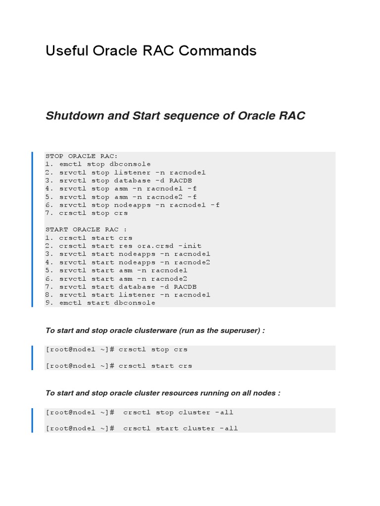 Useful Oracle RAC | PDF | Oracle Database | Information Retrieval