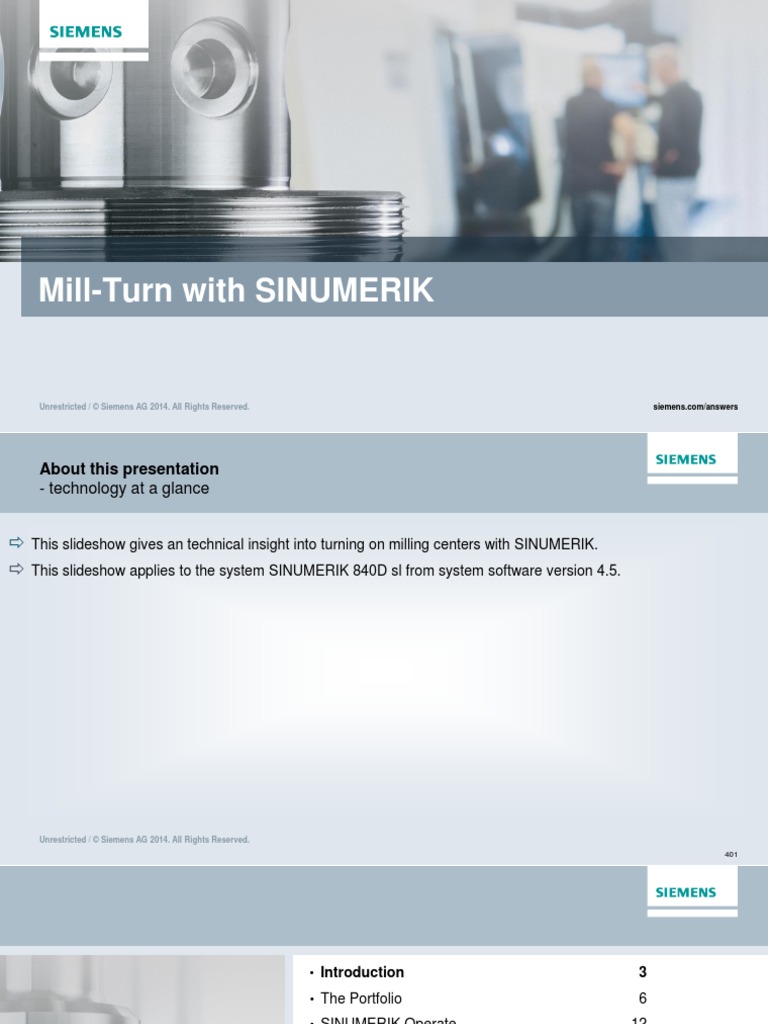 SINUMERIK Technology Slideshow Mill Turn en | PDF | Machining | Numerical Control