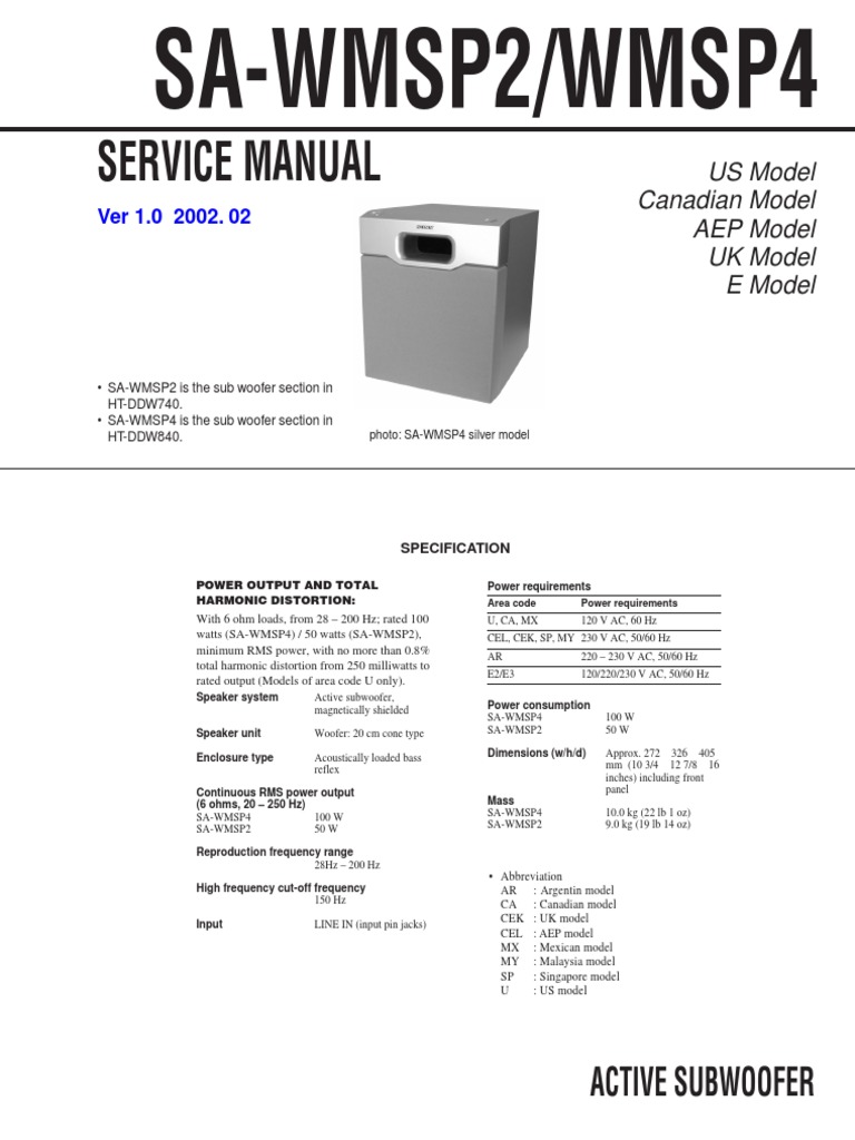 Hfe Sony Sa-Wmsp2 Wmsp4 Service en | PDF | Electronic Engineering ...