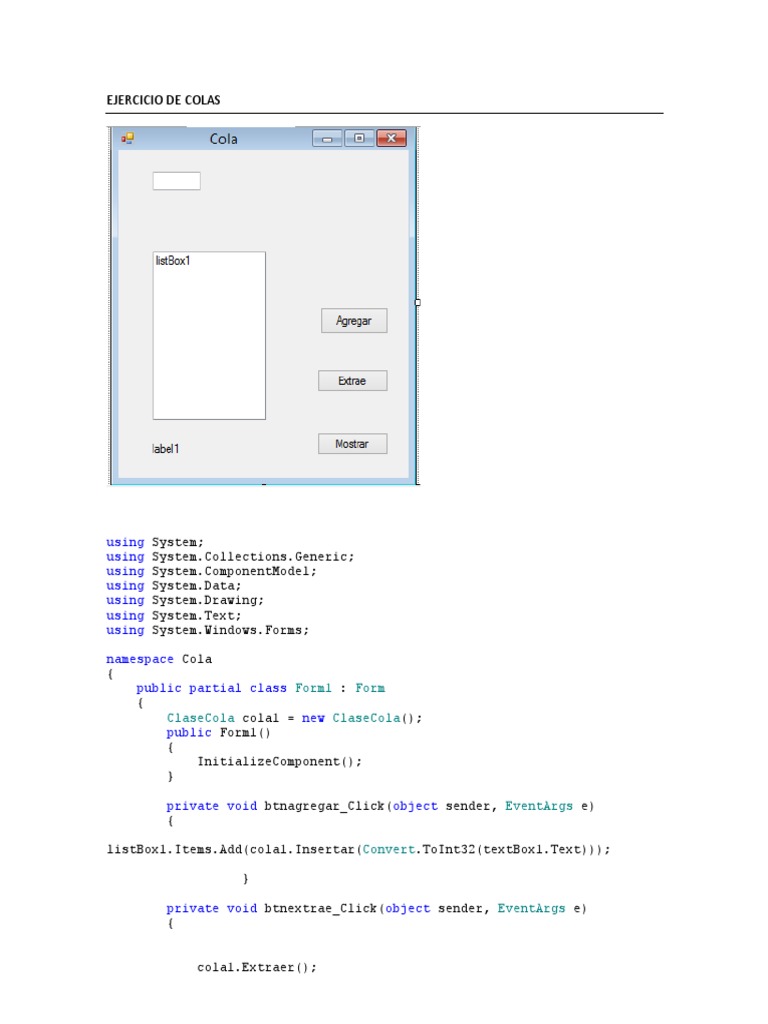 Ejercicio de Colas | PDF | Programación de computadoras | Programación ...